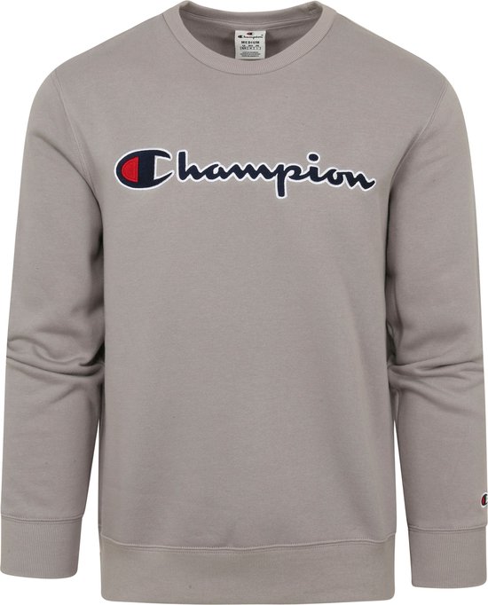 Champion - Sweater Script Logo Grijs - Heren - Maat XXL - Regular-fit | bol