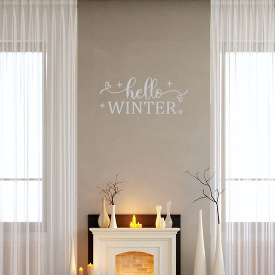 Stickerheld - Muursticker Hello winter - Woonkamer - Kerst - met ...