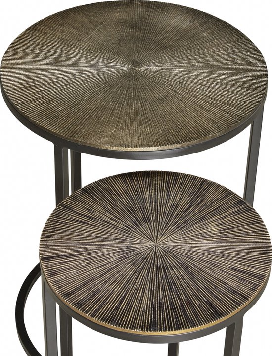 Woonexpress Bijzettafel (set 2 Stuks) Delft - Metaal - Goud - 40 x 52 x ...