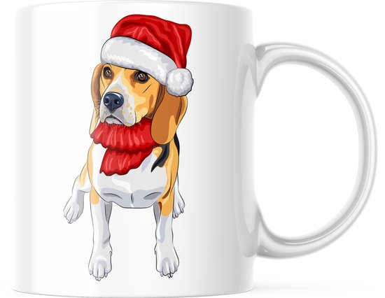 Dog Lover Mok met afbeelding: beagle met kerstmuts | Honden Liefhebber ...