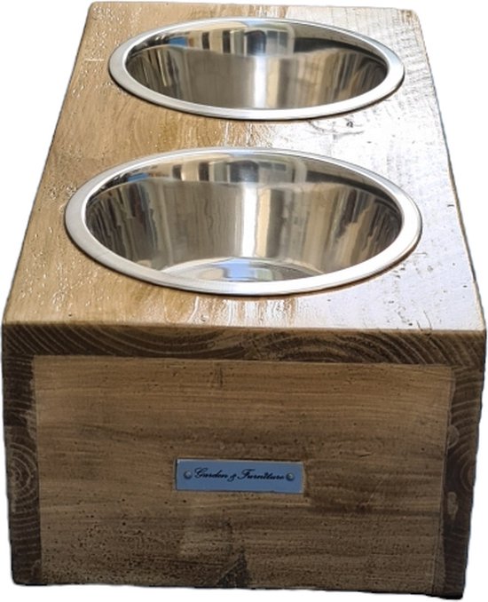 Voerbak hond - Houten voerbak - Dieren voerbak - Drinkbak hond ...