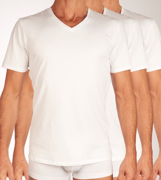 Dim T-shirt V-hals 3 Pack Wit Katoen M | bol.com