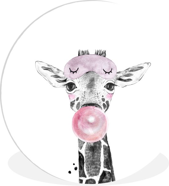 Cercle mural enfants - Tableau pour enfant - Girafe - Zwart et blanc ...