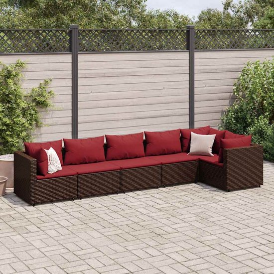 vidaXL Loungeset 6-delig - Rattan - Inclusief kussens | bol