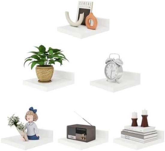 Selbro ® Kleine Zwevende Plank Set van 6 Displayrekken Houten Wandplank ...