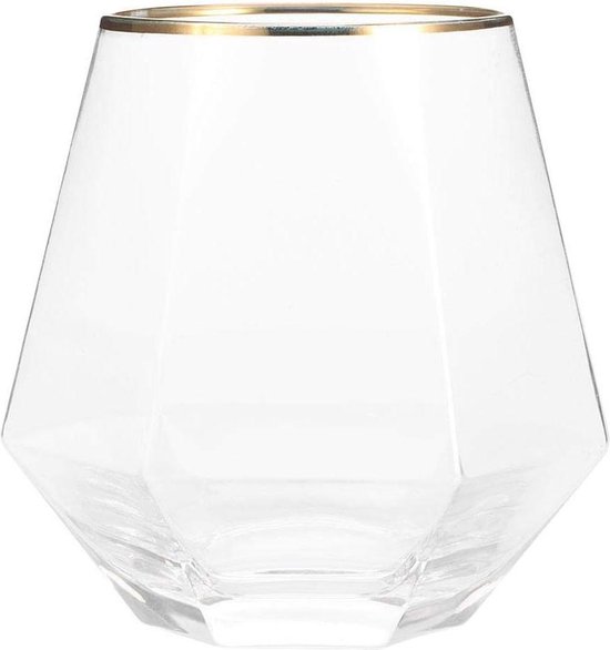 260 ml Zeshoekige Vorm Gouden Rand Transparant Glas Whisky Cup - Wijn ...