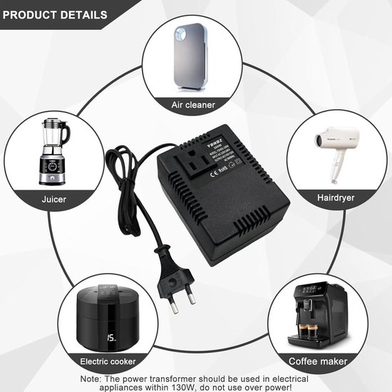 300W Spanningsomvormer Transformator 220V naar 110V - Netadapter Stroomconverter voor... | bol