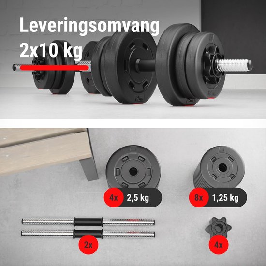 Halterset met Gewichten 20kg - 40kg - Halterstangen voor Thuis Training ...