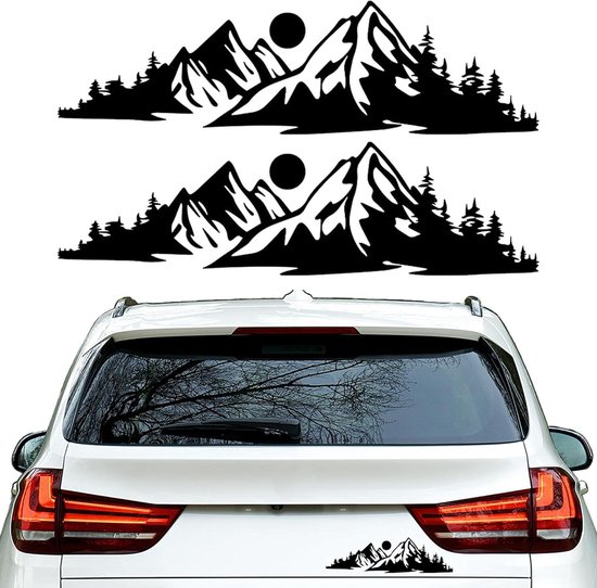 Autosticker Berg 14x3.9cm Sticker Boom Bos Bergen Zonsopgang ...