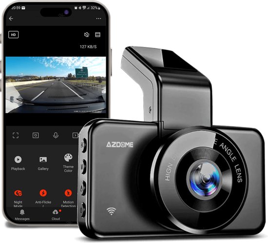 AZDome Dashcam M17 Pro FullHD 1296P 1CH Wifi met Scherm Auto Video ...