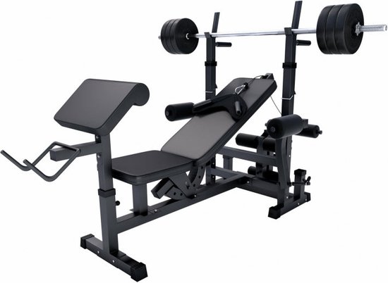 Gorilla Sports Universele Halterbank + 40 kg Halterset - Kunststof ...