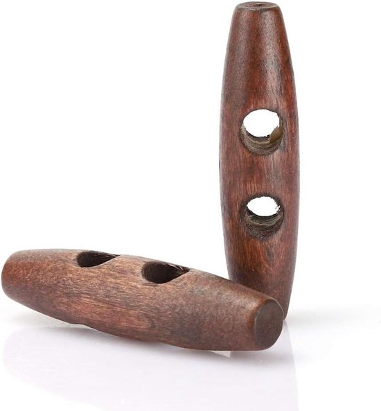 Houten Toggle knopen - 50 stuks, donkere koffiekleur, 2 gaten - DIY ...