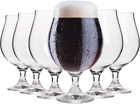 Set van 6 Dark Ale Stout Bier Glazen - Perfect voor Thuis en Feesten - 500 ml | bol