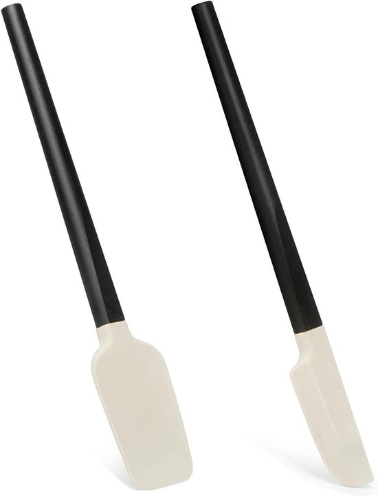 Siliconen spatel en lepel set - Hittebestendig - 2 stuks - met houten ...