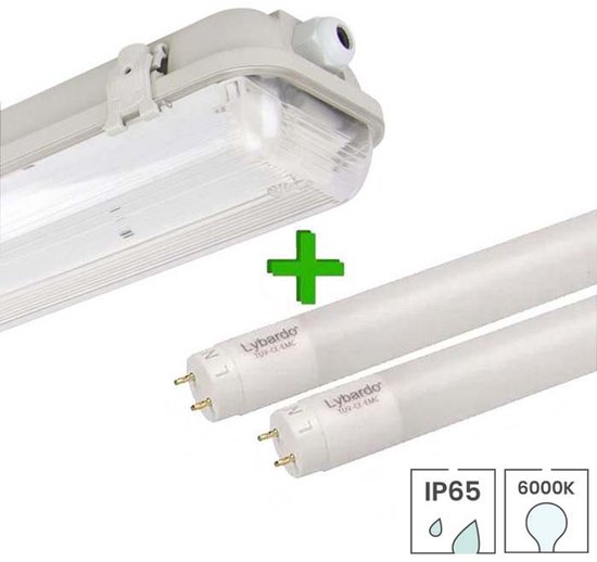 TL Lamp 60cm - IP65 Armatuur incl. 2 LED Buizen - 9W - 6000K Daglicht ...