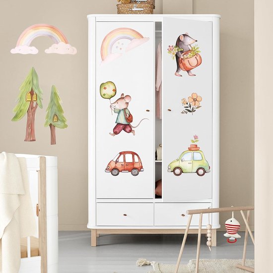 Woondecoratie Muurstickers - Jungle Dieren, Bos Dieren, Sprookjes voor Kinderkamer en... | bol