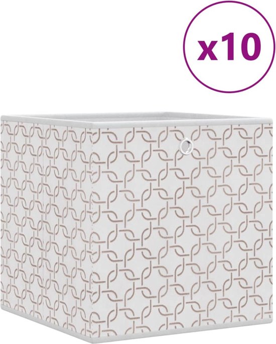 vidaXL Opbergboxen - 10 stuks - Inklapbaar - Crème | bol