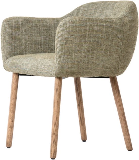 Blaine eetkamerstoel - groen+hout donkerbruin | bol