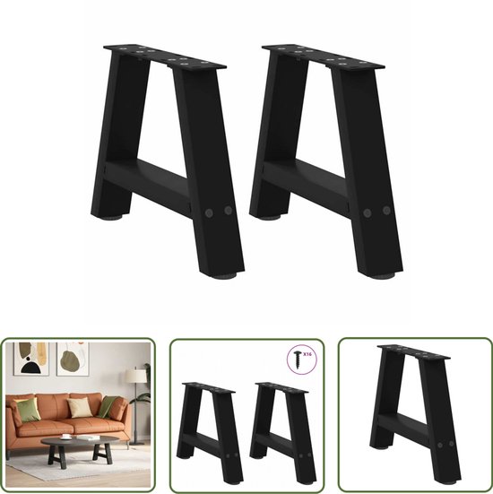 Salontafelpoten 2 st A-vormig zwart staal Salontafel Potten ...