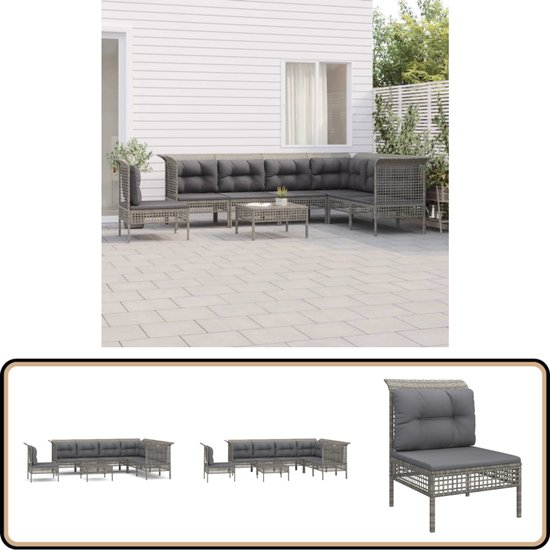 vidaXL Loungeset - 8-delig - Poly Rattan - Grijs Loungeset - Tuinset ...
