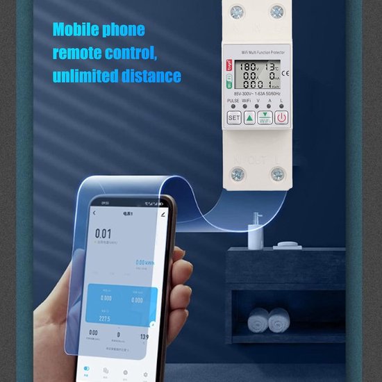 63 A WiFi Smart Power Meter Switch met WiFi Metering en AC85 tot 300 V ...