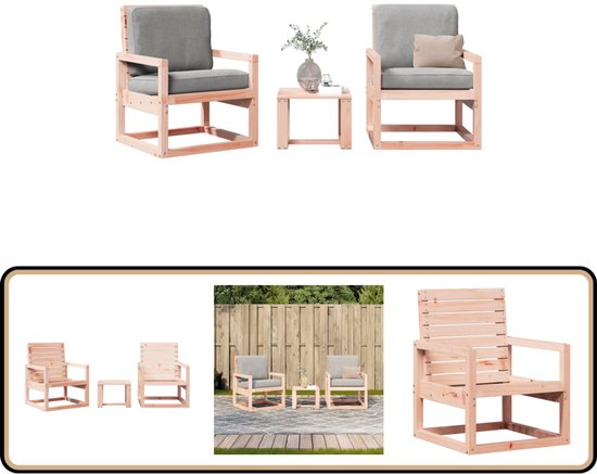 vidaXL Loungeset - Massief Douglashout - 3-delig Tuinlounge Set ...