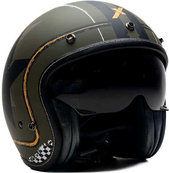 Motor Jet Helm ELEMENT MILITAIR Groene mat S van MOTOBLOUZ | bol