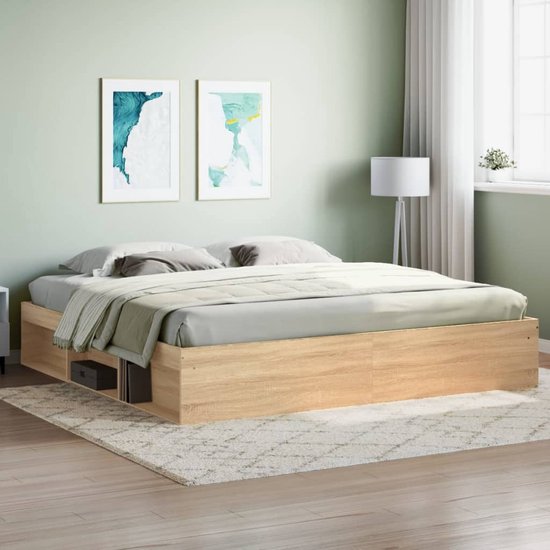 vidaXL Bedframe - Sonoma Eiken - 200x200 cm Houten Bed Frame ...
