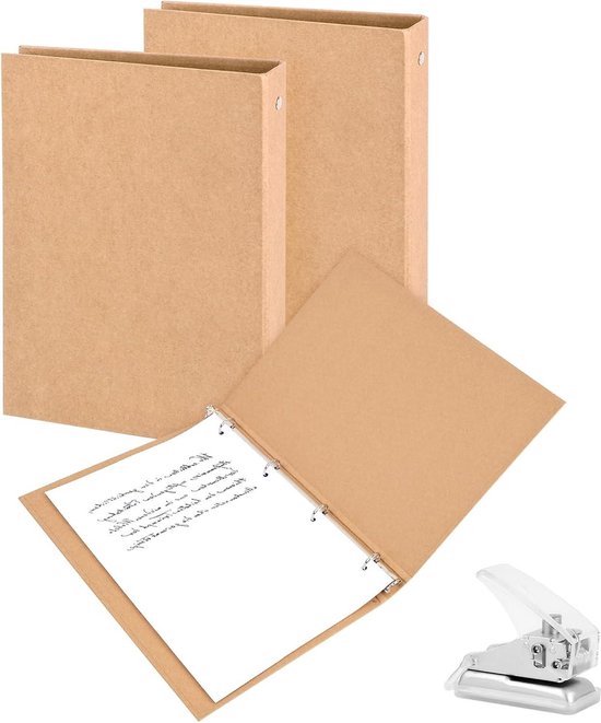 2 x Kraftpapier A4-map met 4 ringen - A4-formaat - Perforator - Kantoor ...