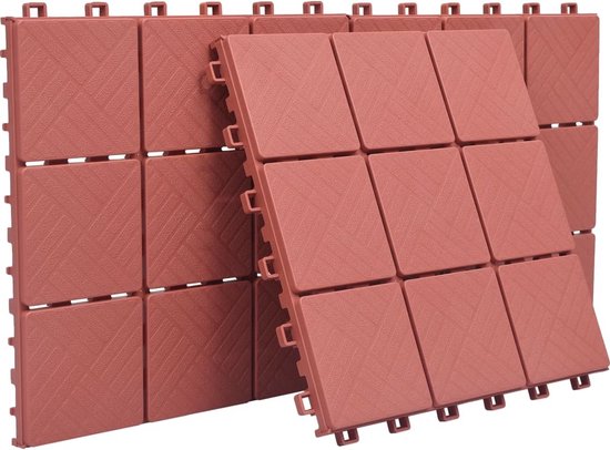 vidaXL Terrastegels Rood 30,5x30,5 cm - Set van 10 Terrastegels ...