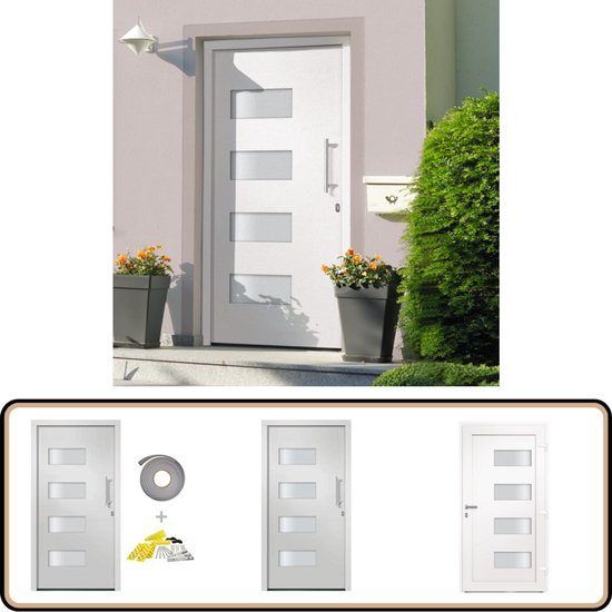vidaXL Voordeur - 100x210 cm - Aluminium en PVC - Wit Voordeur ...