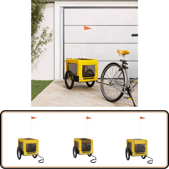 vidaXL Hondenfietstrailer - Geel en zwart - 45 kg Hondenfietskar ...
