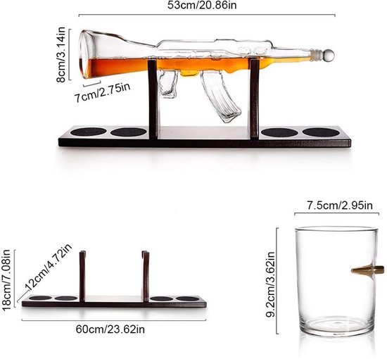 Gun Shaped Home Bar 7-Delige Whisky Decanter Set Met Houten Beugel Voor ...