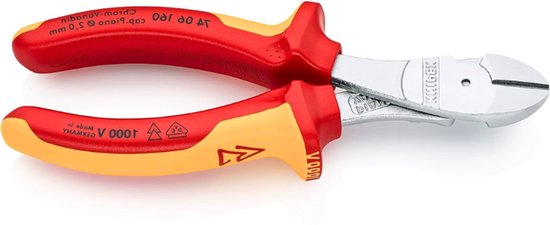 Kracht-Zijsnijtang 160 mm – Verchroomd & Geïsoleerd – VDE-Getest Met ...