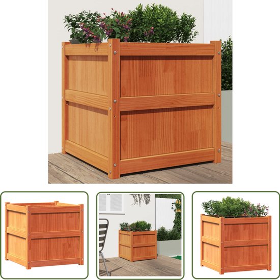 The Living Store Plantenbak 60x60x60 cm massief grenenhout wasbruin - Plantenbak -... | bol