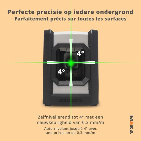 Groene Kruislijnlaser - USB-C Oplaadbaar - Zelfnivellerende Lijnlaser ...