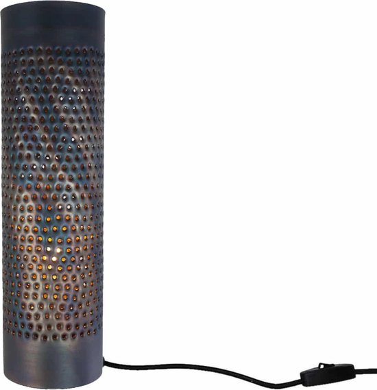 Tafellamp cilinder Forato | 1 lichts | bruin / zwart | metaal | Ø 12 cm ...
