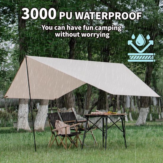 Tentzeil waterdicht en ultralicht - multifunctioneel - 3,3 x 3,3 m | bol