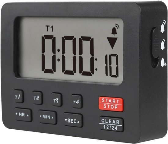 Digitale Keukentimer met 4 Countdown Stopwatches - Instelbare Alarmen en Magnetische... | bol