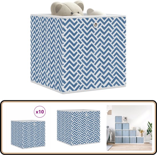 vidaXL Blauwe Opbergboxen 10 stuks Inklapbaar Opslag Box - Opberg Doos ...