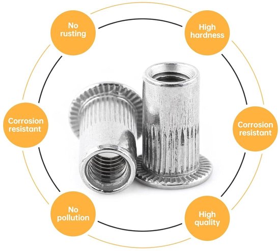 Flat Head Rivet Nuts Metric Thread Stainless Steel 20 Pieces - M3 M4 M5 ...