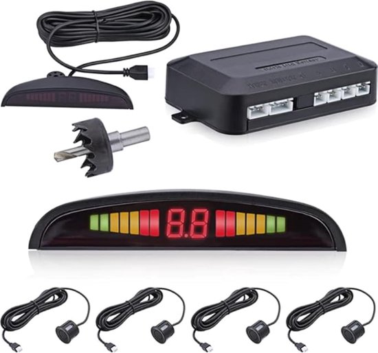 Car Reverse Alarm Parking Aid with 4 Sensors - LED Displays - Range up ...