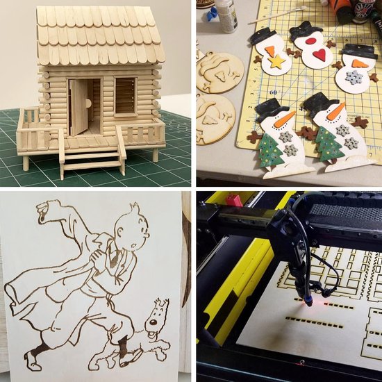 Set van 12 multiplex balsa 3 mm houten platen voor modelbouw doe-het ...