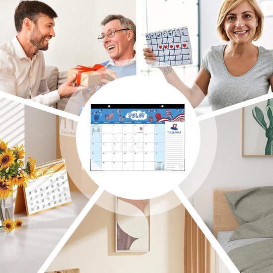 Desktopkalender met gaten juli 2024 - december 2025 - 18 maanden ...