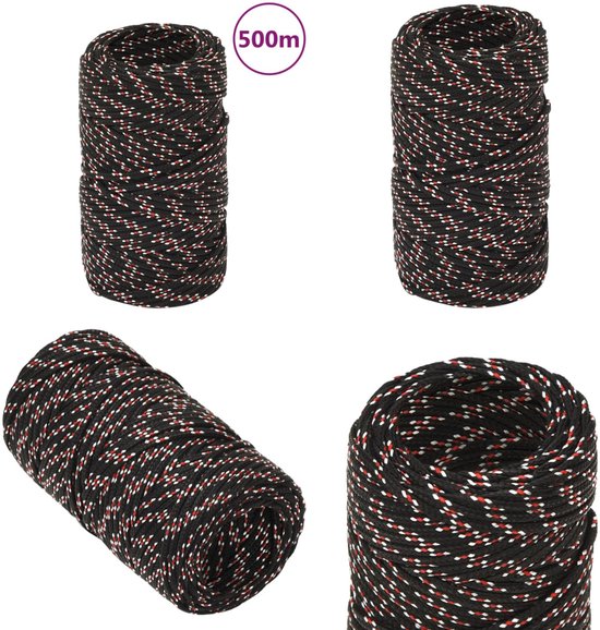 vidaXL Boot touw 2 mm 500 m polypropyleen zwart - Scheepstouw ...