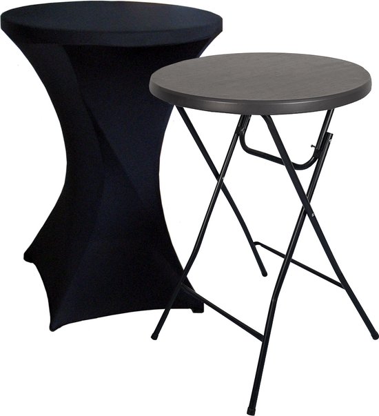 BRASQ Statafel Zwart ø80 x 110 cm - Inclusief Zwarte Statafelrok - Bartafel -... | bol