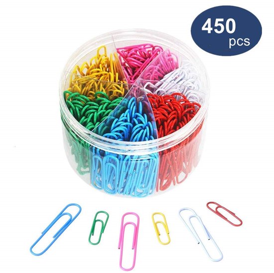 450 Stuks Paperclipset- gekleurde paperclips, klein en groot (1,1 inch ...