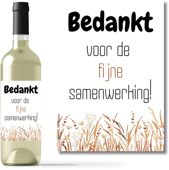 Wijnetiket "Bedankt voor de Fijne Samenwerking" – Perfect Bedankje voor ...