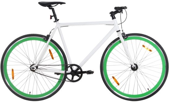 The Living Store Fiets met vaste versnelling 700 c 59 cm wit en groen ...