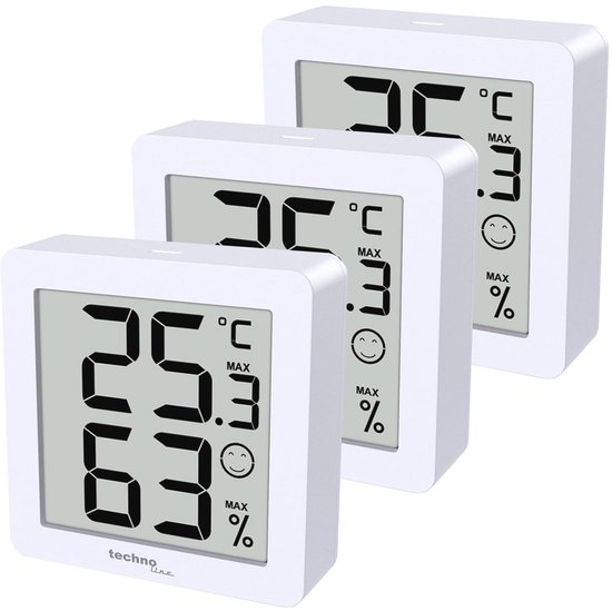 Set van 3 Thermometers en Hygrometers - Extra Klein met Magneethouder ...